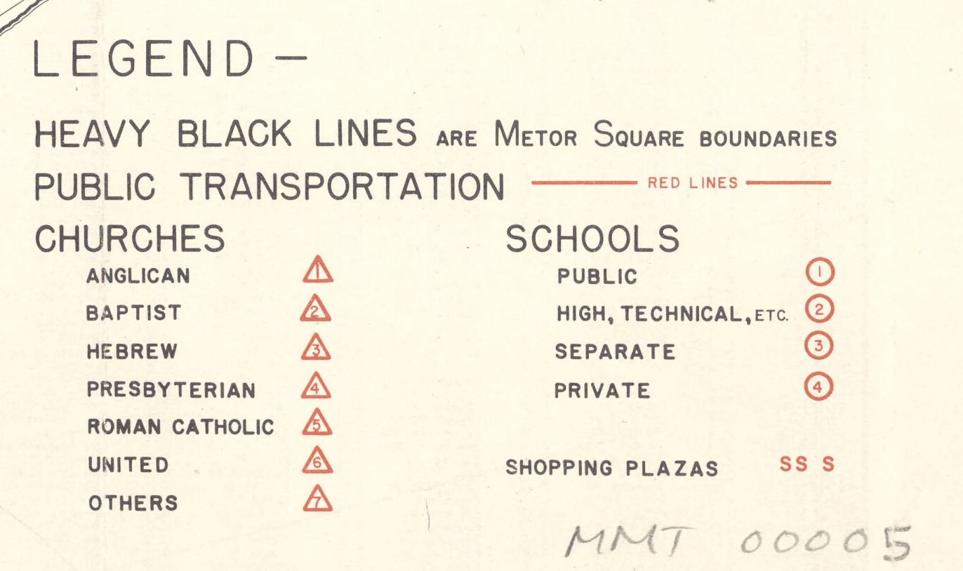 1955 Realtors’ Map of Toronto key – Leslieville Historical Society