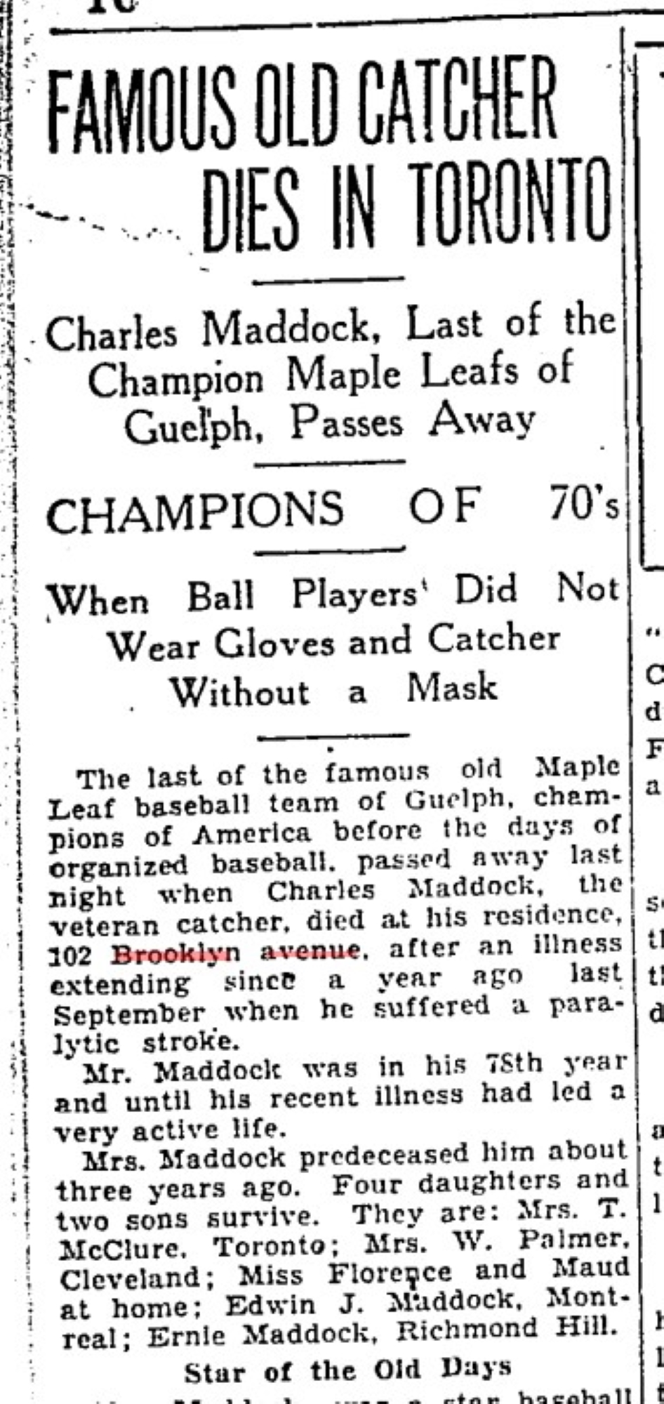 Canada’s Greatest Baseball Star dies, home on a quiet Leslieville ...