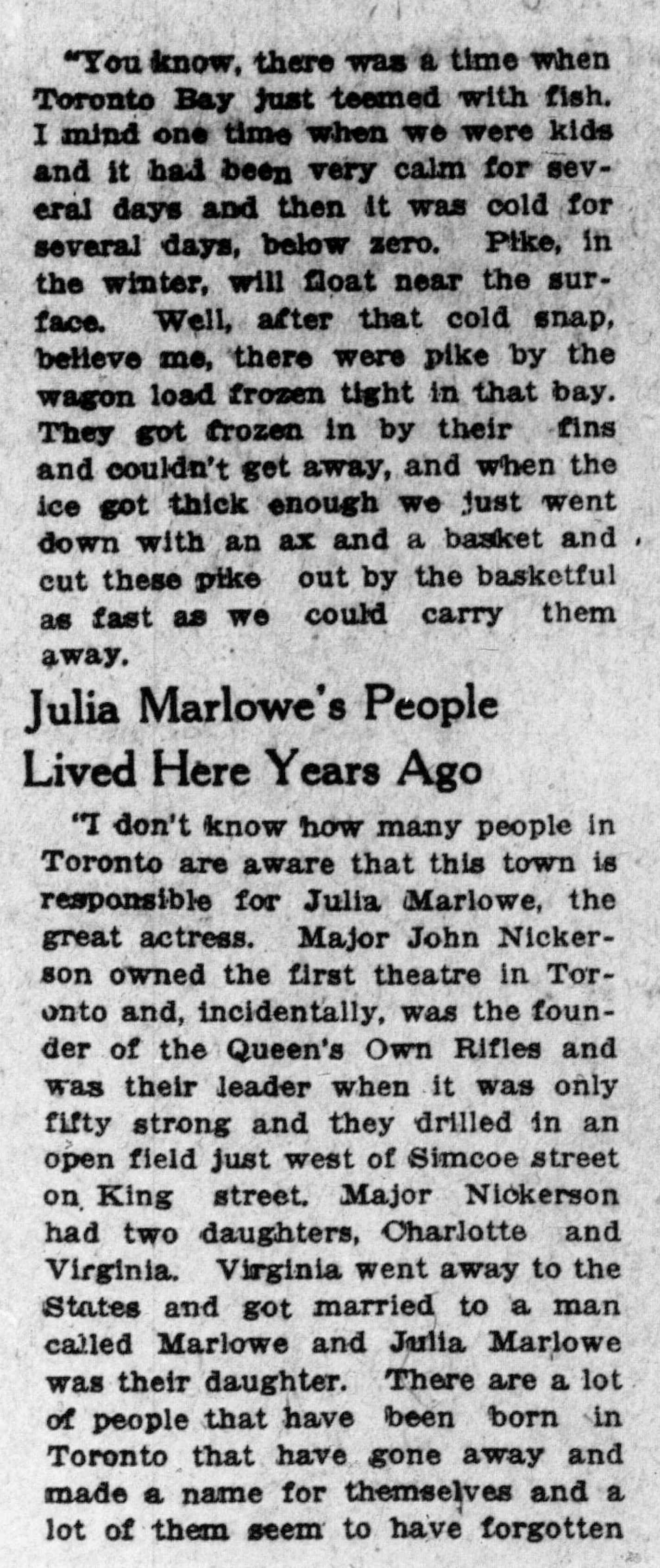 Toronto in the Good Ole Days, Toronto Sunday World, May 10, 1914 ...